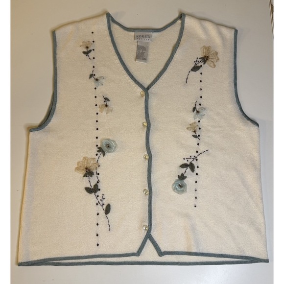 Koret | Jackets & Coats | Vintage Koret 9s Knit Cottage Core Vest Pearl ...